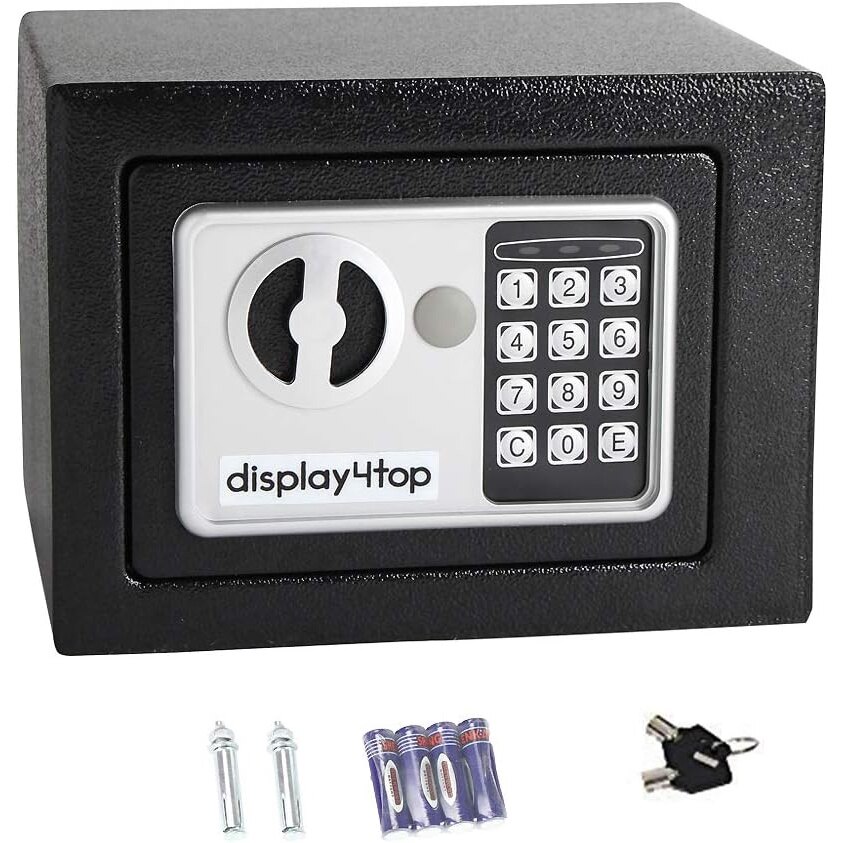Seif digital electronic Display4top din otel, mic, pentru casa si birou ...