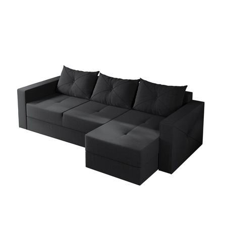 Coltar Sofia, extensibil, cu lada depozitare, stofa, 240 x 137 x 85 cm, Gri Antracit - eMAG.ro