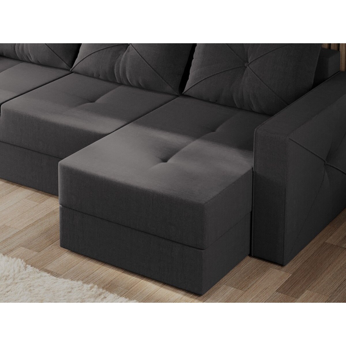 Coltar Sofia, extensibil, cu lada depozitare, stofa, 240 x 137 x 85 cm, Gri Antracit - eMAG.ro