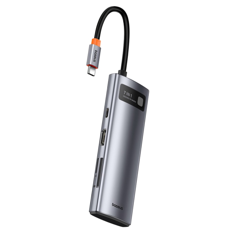 Baseus Joystar USB-C hub, 3 x USB-A 3.0, USB-C, HDMI, SD, microSD ezüst ...