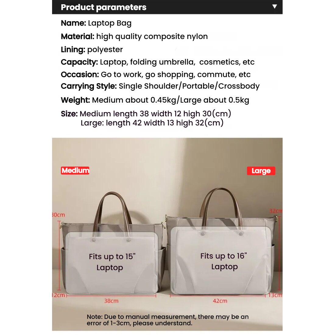 Geanta laptop cu compartiment pentru laptop, capacitate mare ...