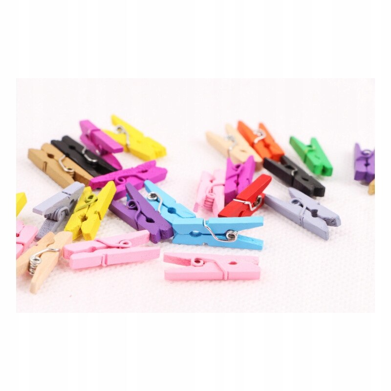 Set 50 carlige din lemn colorate, DIYQueen, 2,5x0,7cm, multicolor - eMAG.ro