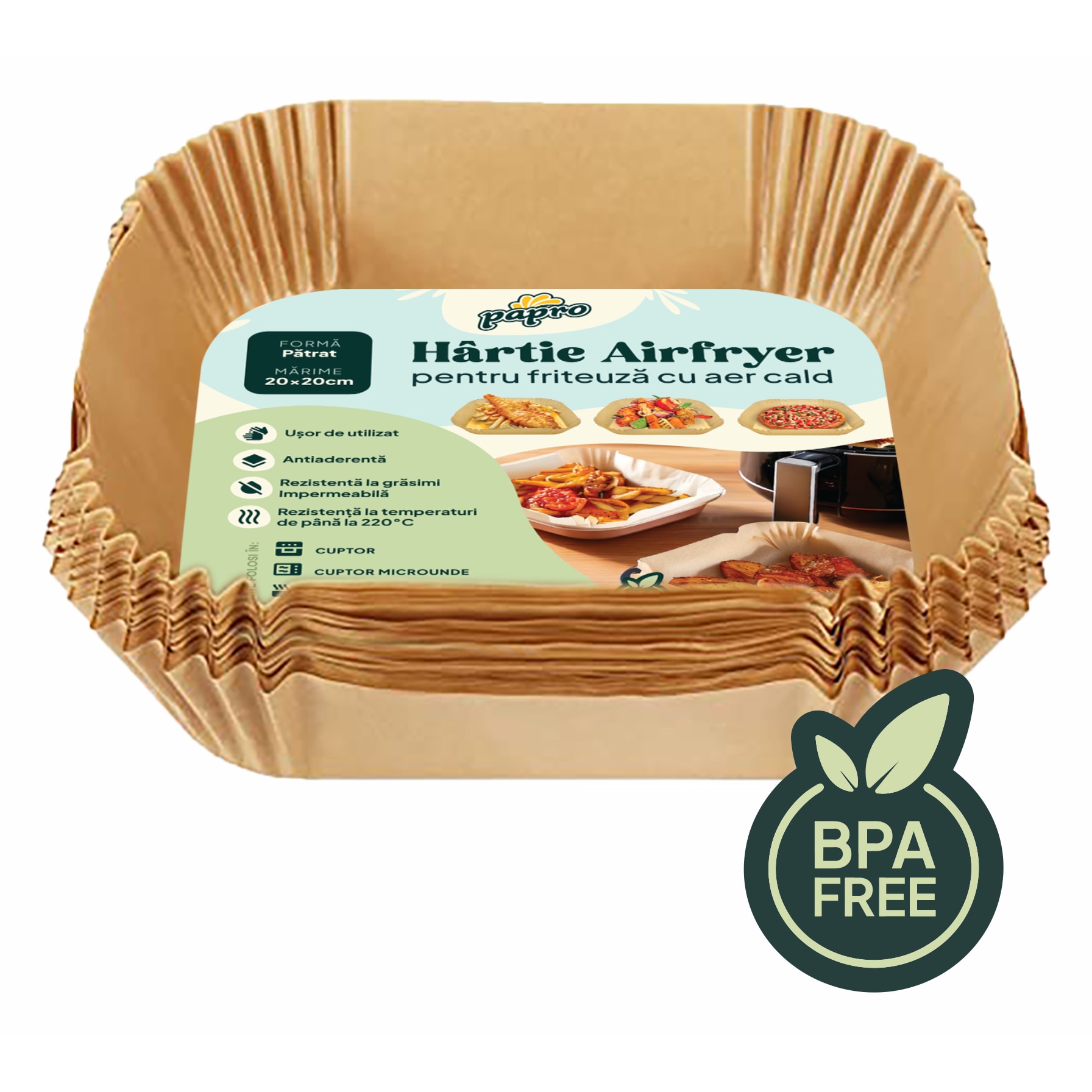 Set 50 bucati hartie de copt Papro, pentru air fryer, friteuza, cuptor ...