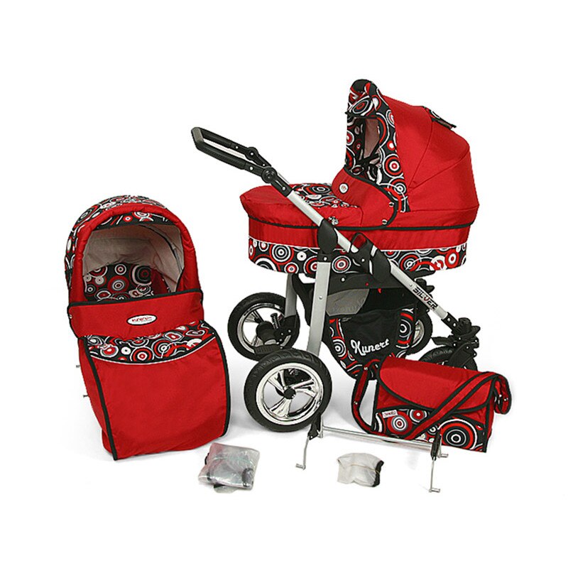 Carucior Copii 2 In 1 Kunert Silver Rosu-Cerculete - eMAG.ro