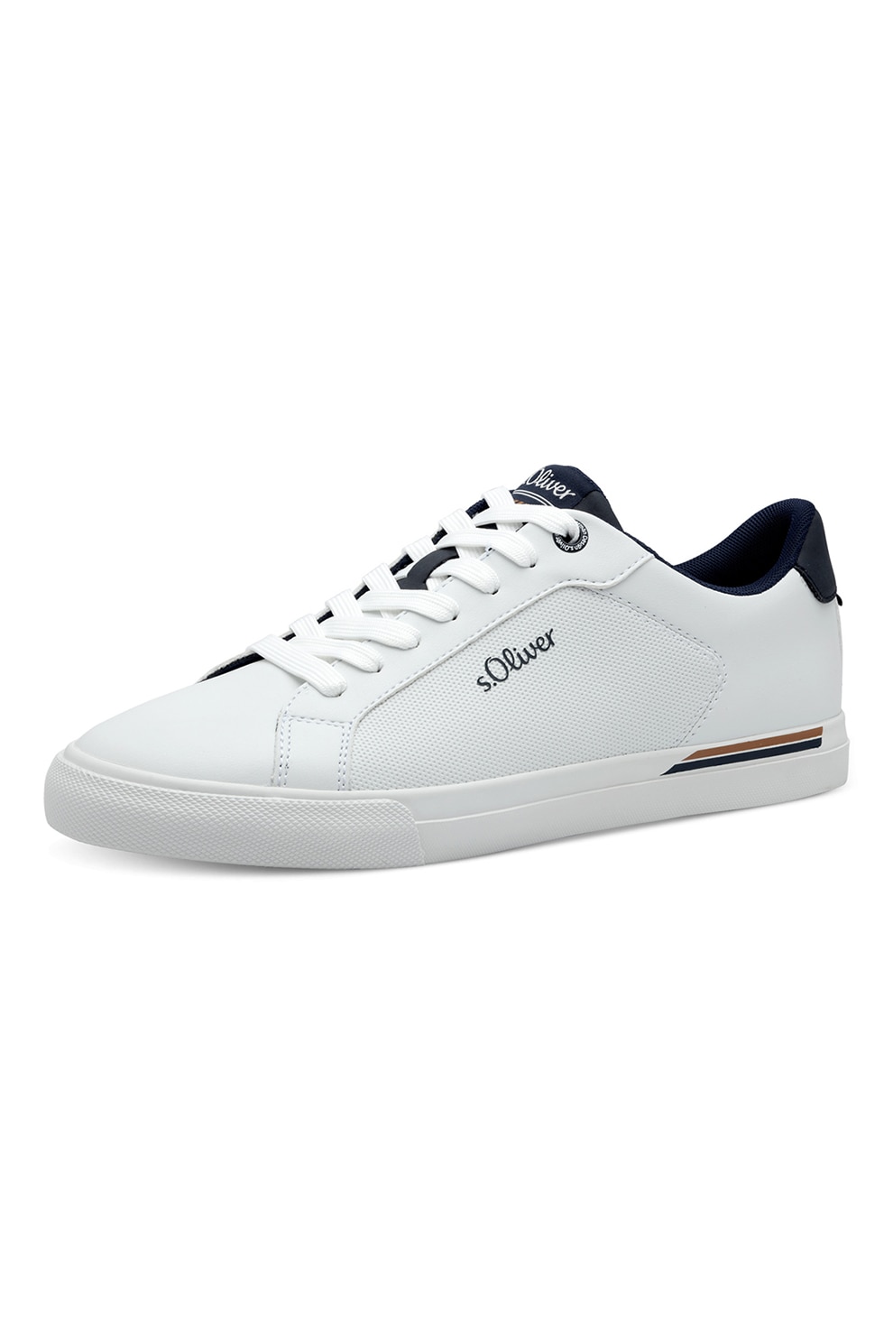 s.Oliver, Pantofi sport low-cut din piele ecologica, Negru, Alb optic ...