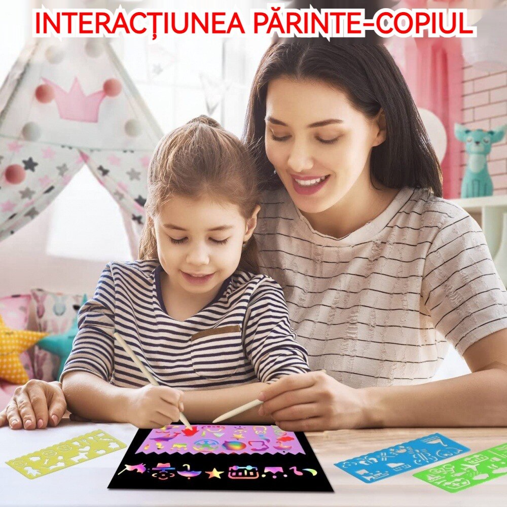 Set creativ de arta Scratch pentru copii, ASDIIT, hartie colorata ...