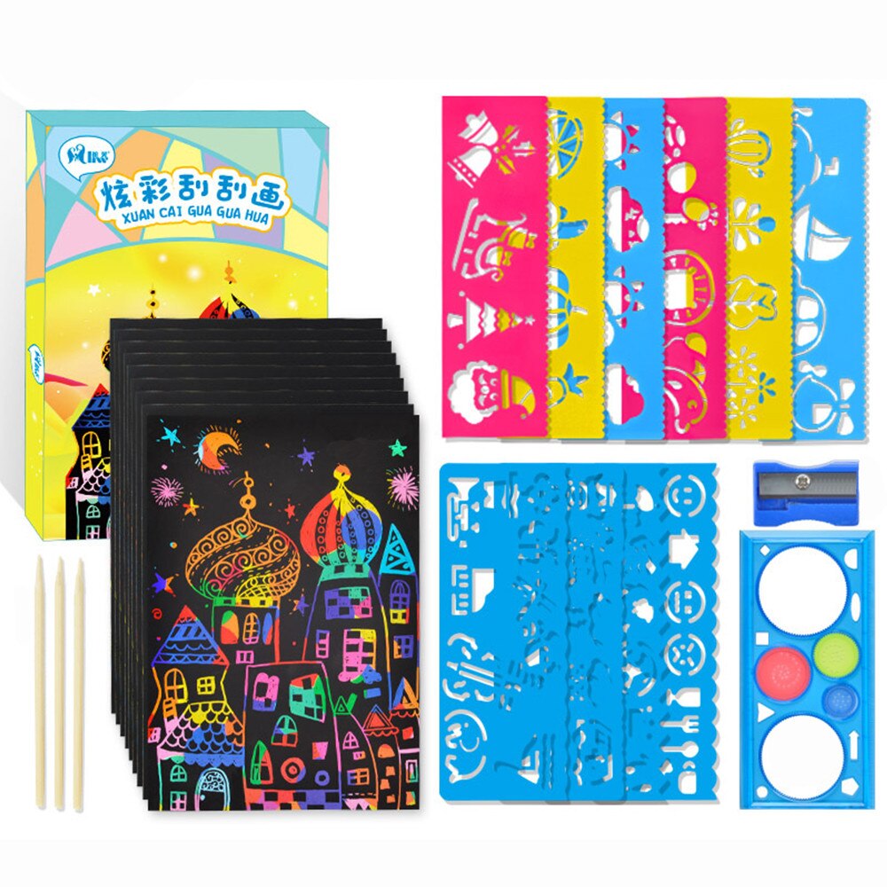 Set creativ de arta Scratch pentru copii, ASDIIT, hartie colorata ...