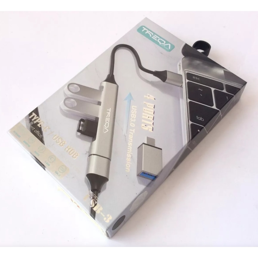 Adaptor USB si USB-C Multiport 4 in 1, USB 3.0, iesire Type-C, din ...