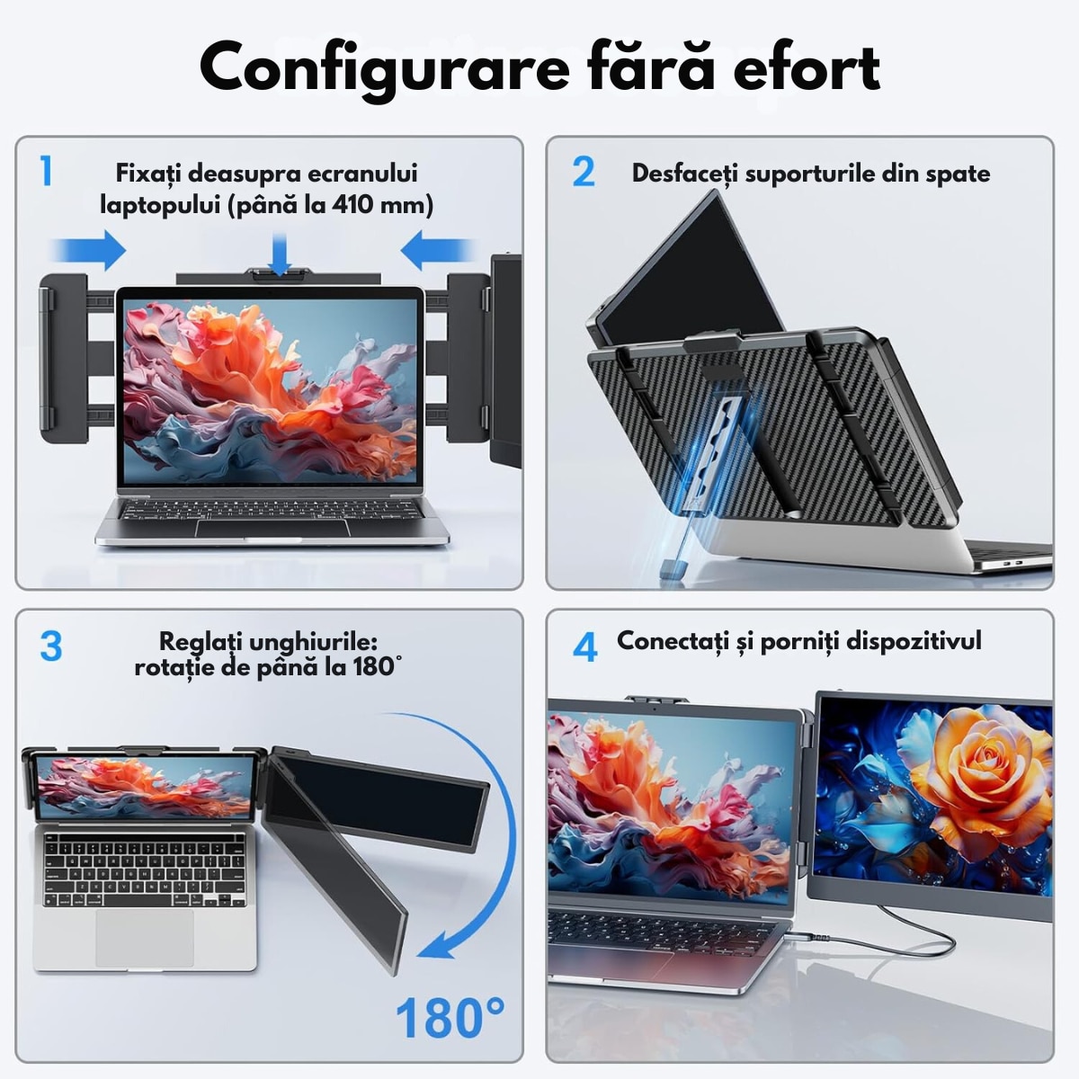 Monitor Extensibil si Portabil pentru laptop, Extender ecran 14 inchi ...