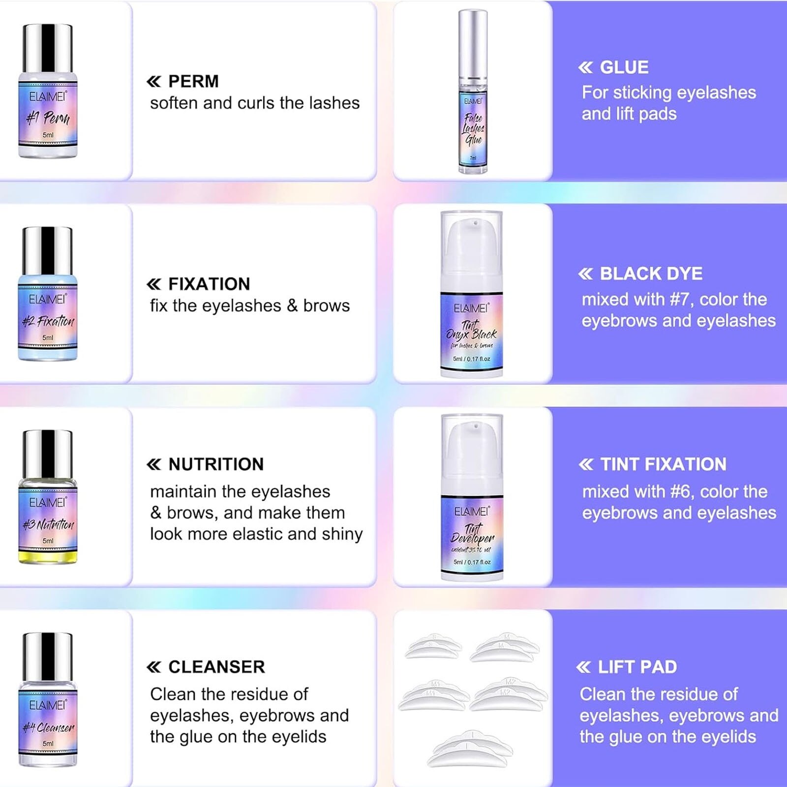 Kit de sprancene si gene, Hggzeg, Kit laminare sprancene si gene, 50 ...