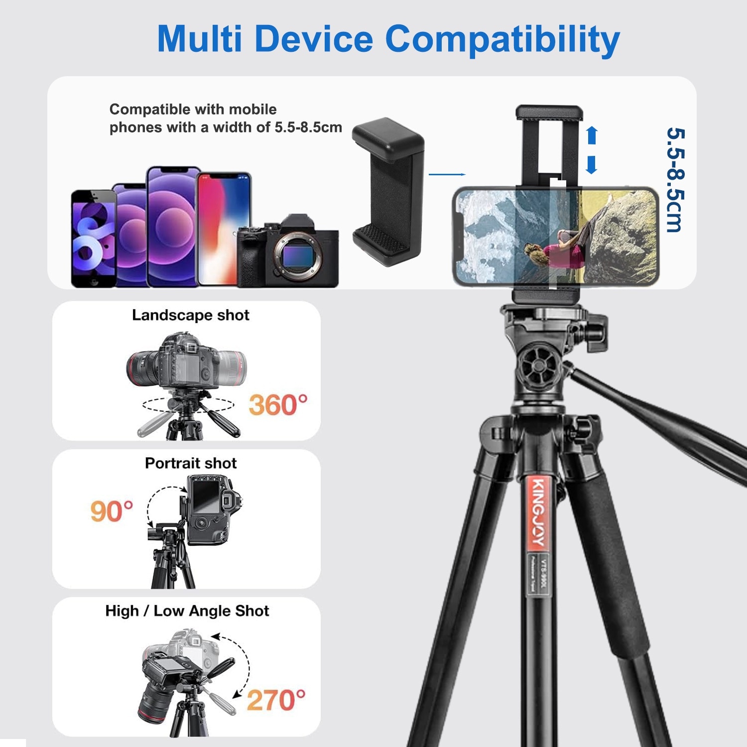 Trepied Foto Profesional, pentru Telefon/Camera Foto, 58-177cm, Greu ...