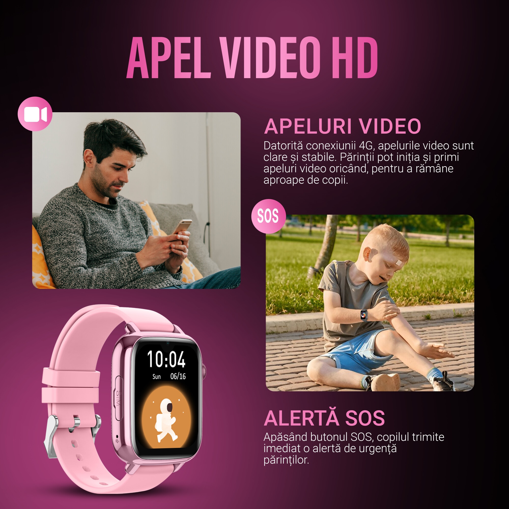 Ceas smartwatch copii GPS 4G, Google play, Whatsapp, Tiktok, Instagram, Youtube, Facebook ...