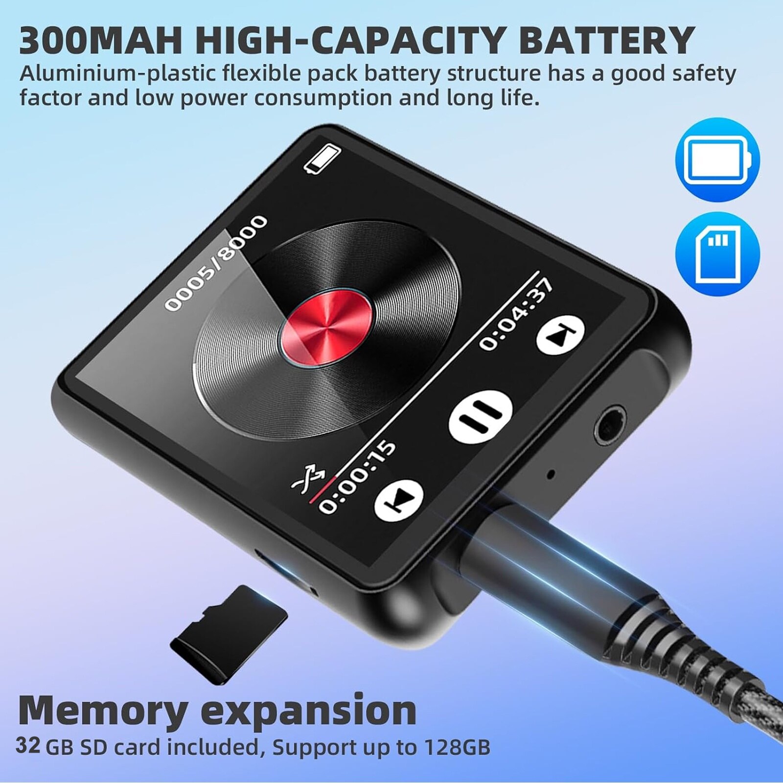 Player MP3/MP4 Cu Touchscreen, SINBINTA, Bluetooth 4.2, Ecran 2.4 inch ...