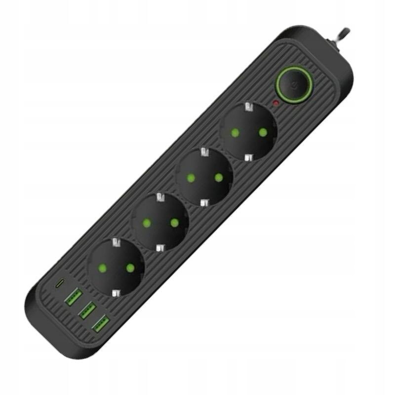 Prelungitor PAGMIL cu 4 gniazde, 3x USB, 1x USB C, 3m, negru - eMAG.ro