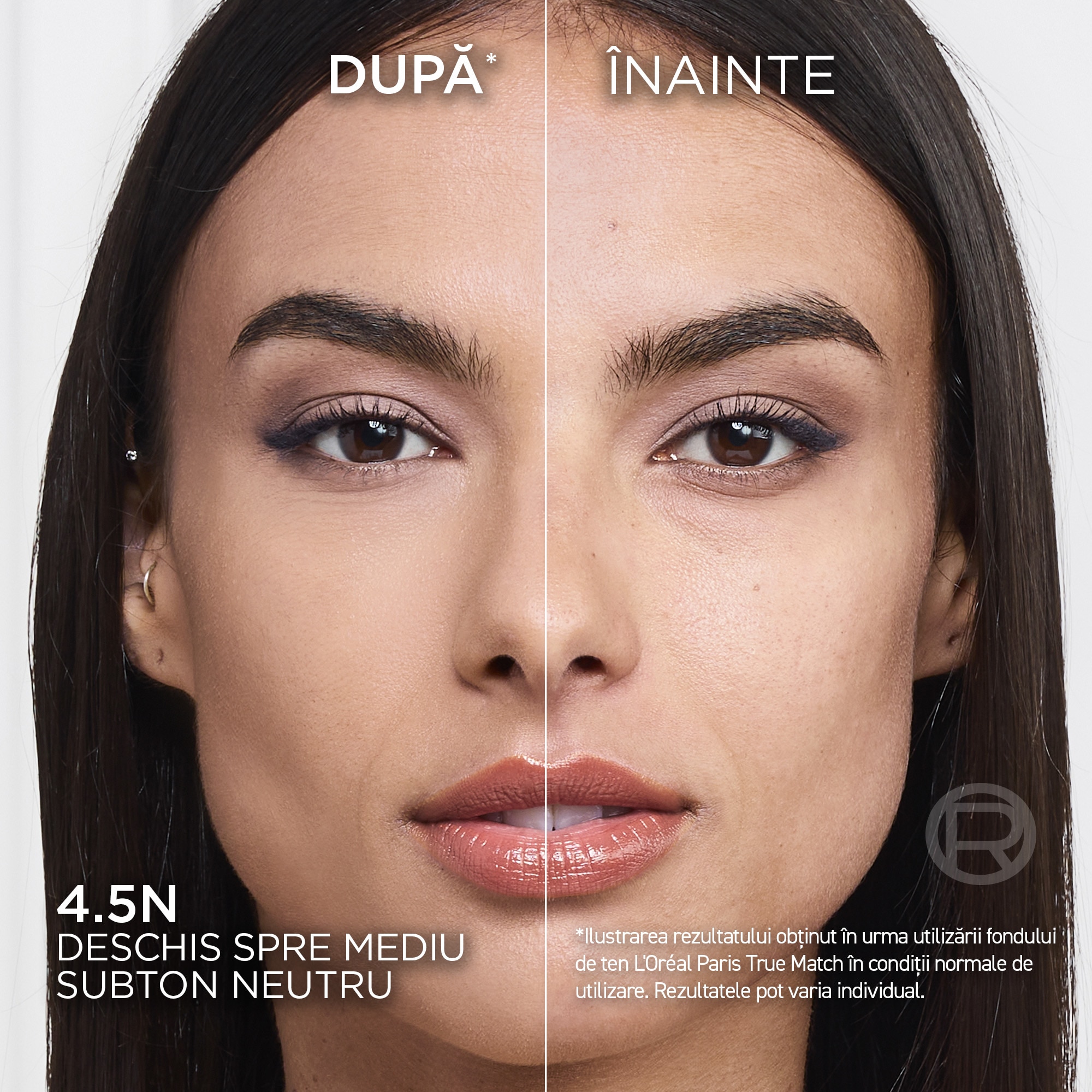 Fond de ten L'Oreal Paris True Match 4.5N Subton Neutru, infuzat cu ...