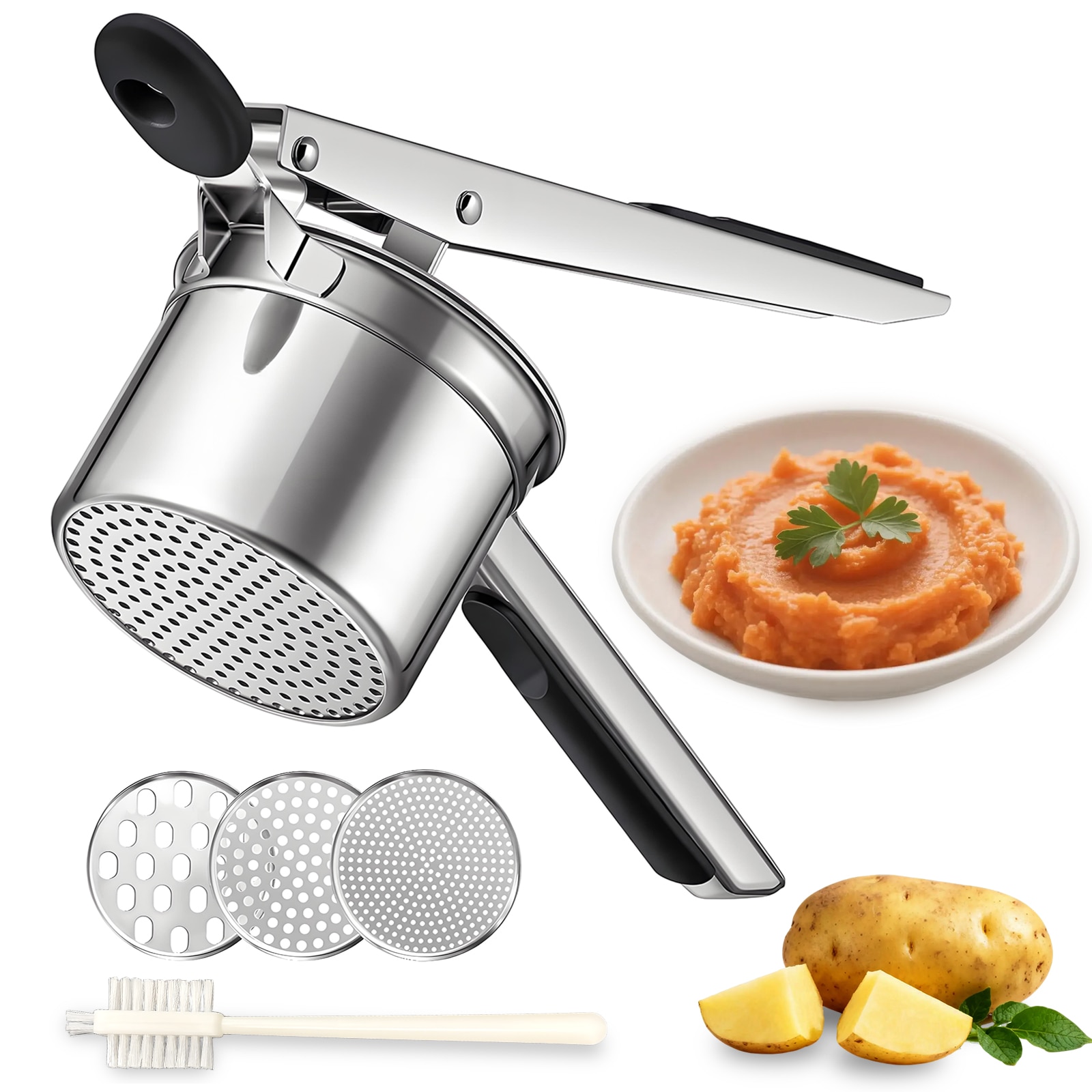 Presa pentru Piure de Cartofi, Hokitpro, cu 3 Site Interschimbabile ...