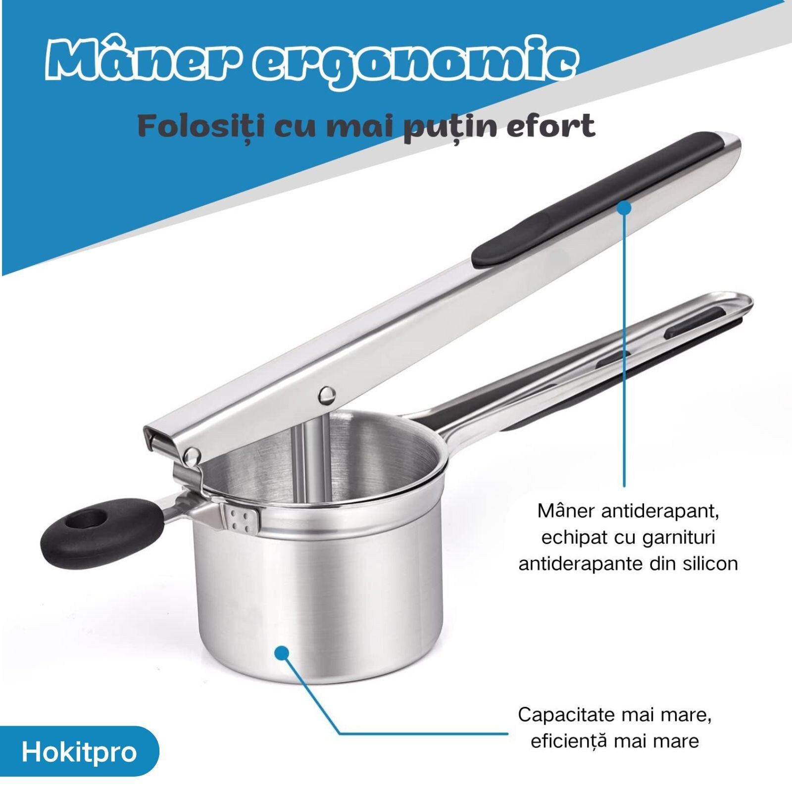 Presa pentru Piure de Cartofi, Hokitpro, cu 3 Site Interschimbabile ...