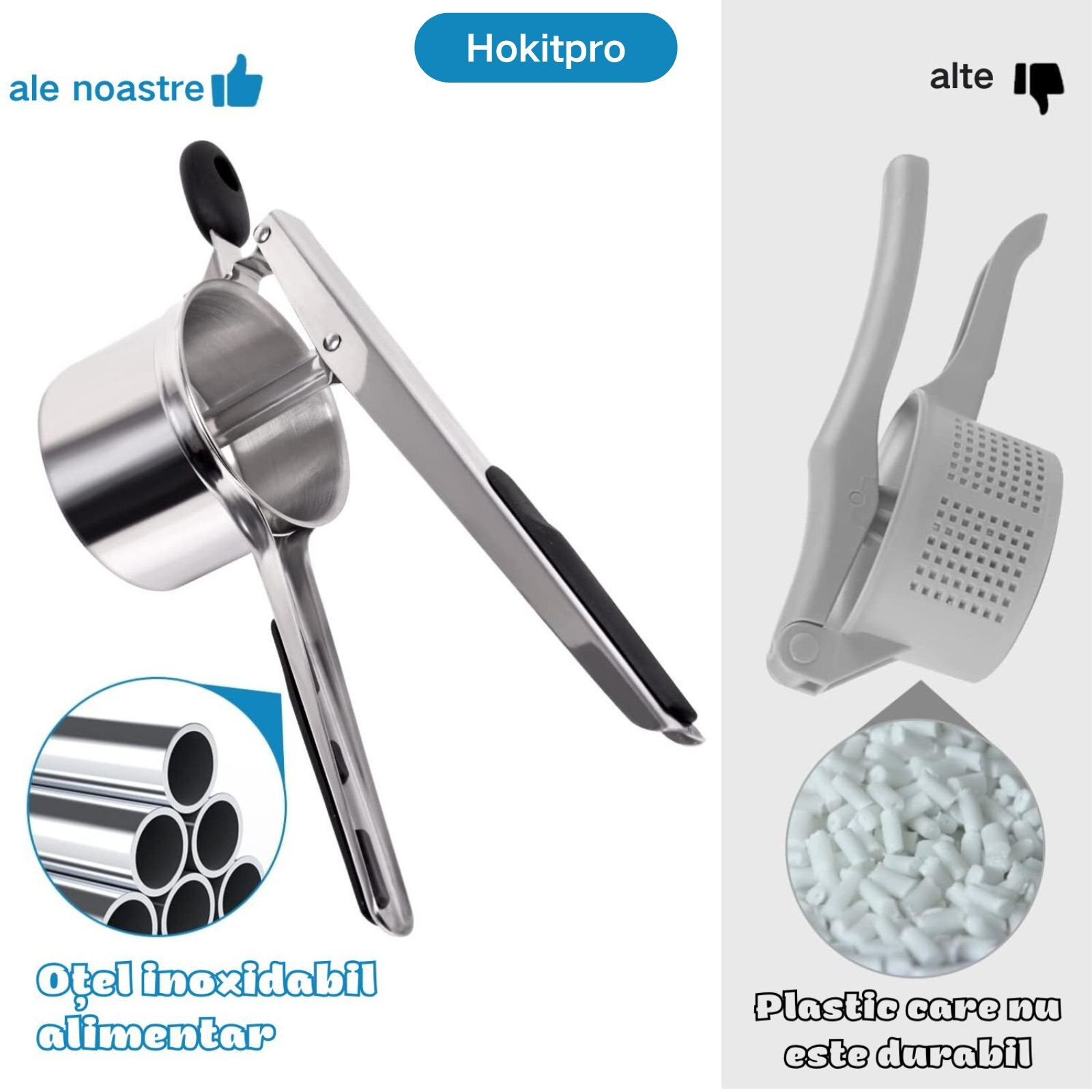 Presa pentru Piure de Cartofi, Hokitpro, cu 3 Site Interschimbabile ...