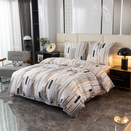 Lenjerie 140x200, Maria home, Satinat, Fermuar, Alb cu albastru, 2 buc ...