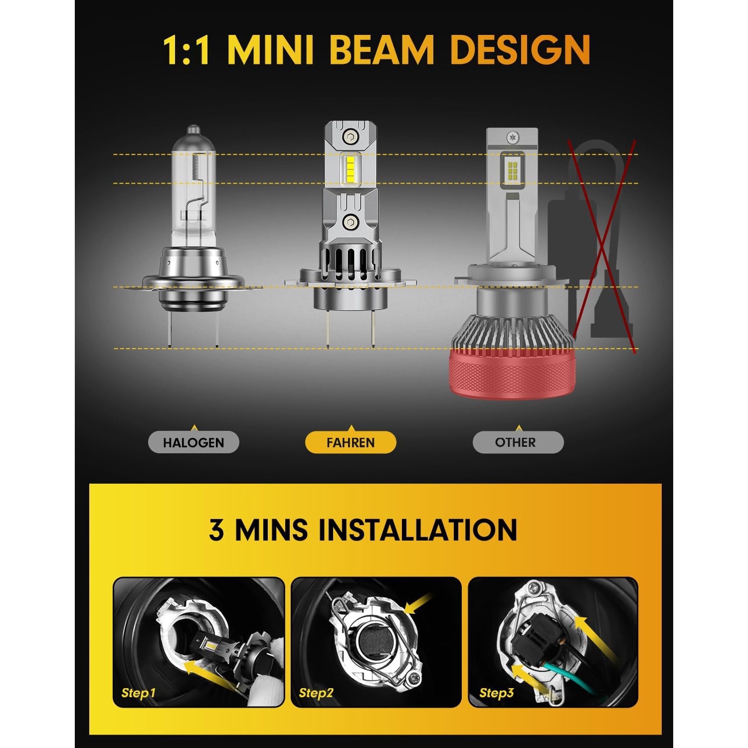Set 2 Becuri LED H7, 120W, 6500K, 30000LM, Canbus Plug&Play, Ventilator ...