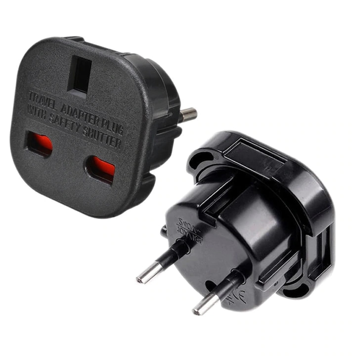 Adaptor de priza, 2 bucati, standard european la standard american ...