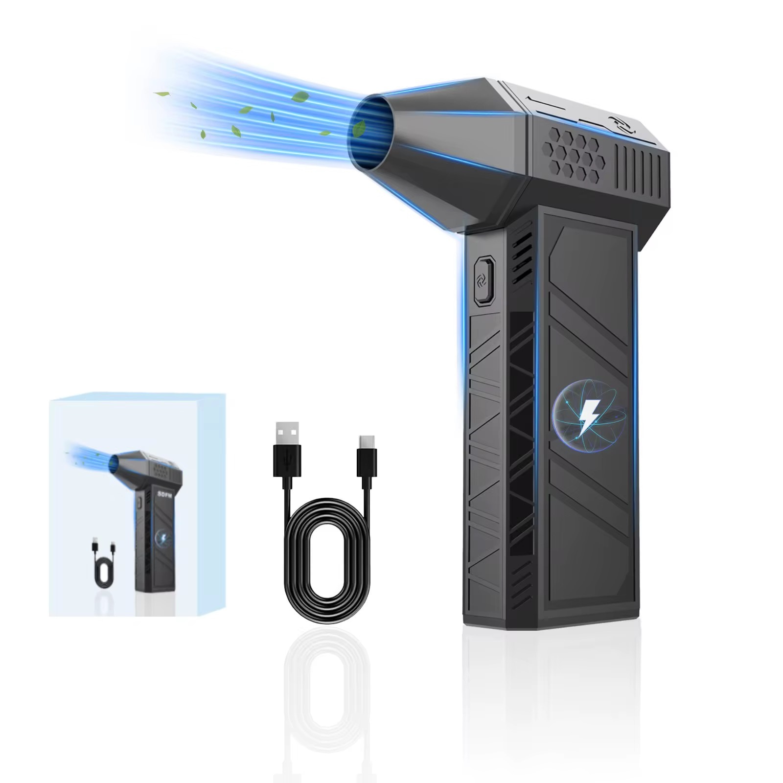 Suflanta aer comprimat portabila Brushless, 3 trepte de viteza, negru ...