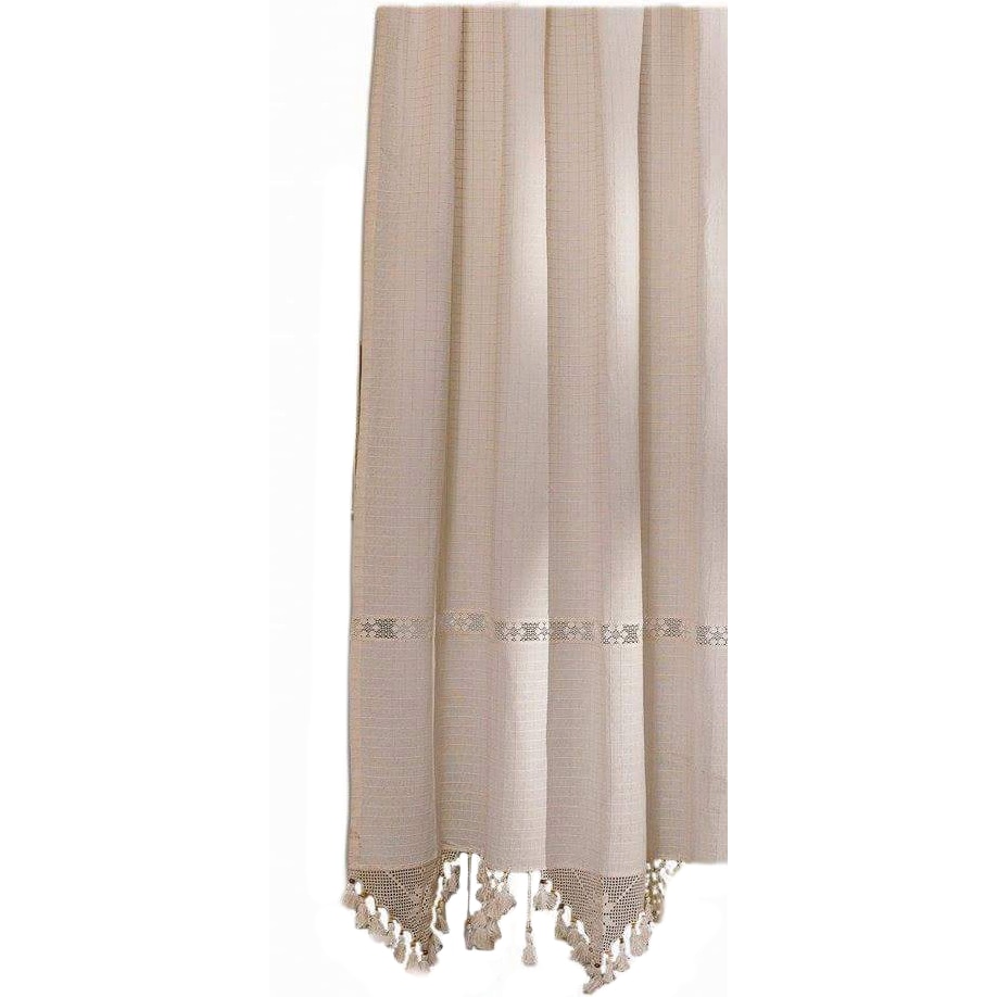 Perdea brodata Valentini Bianco, 100% bumbac, 140x100 cm, model PR004 ...