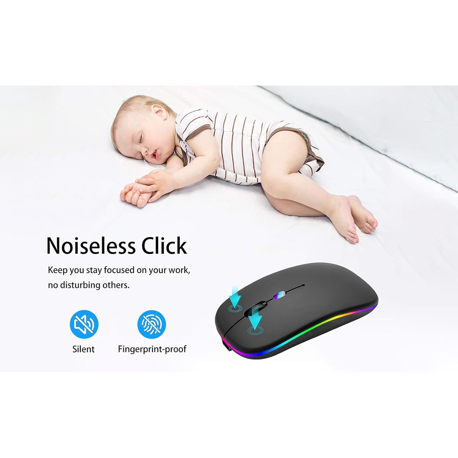 Mouse optic wireless iNext 2.4G si Bluetooth dual-mode, cu iluminare ...