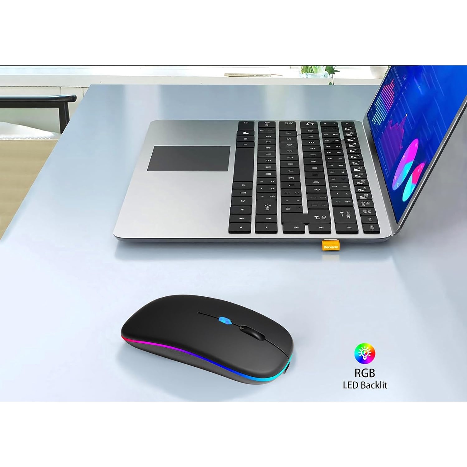 Mouse optic wireless iNext 2.4G si Bluetooth dual-mode, cu iluminare ...