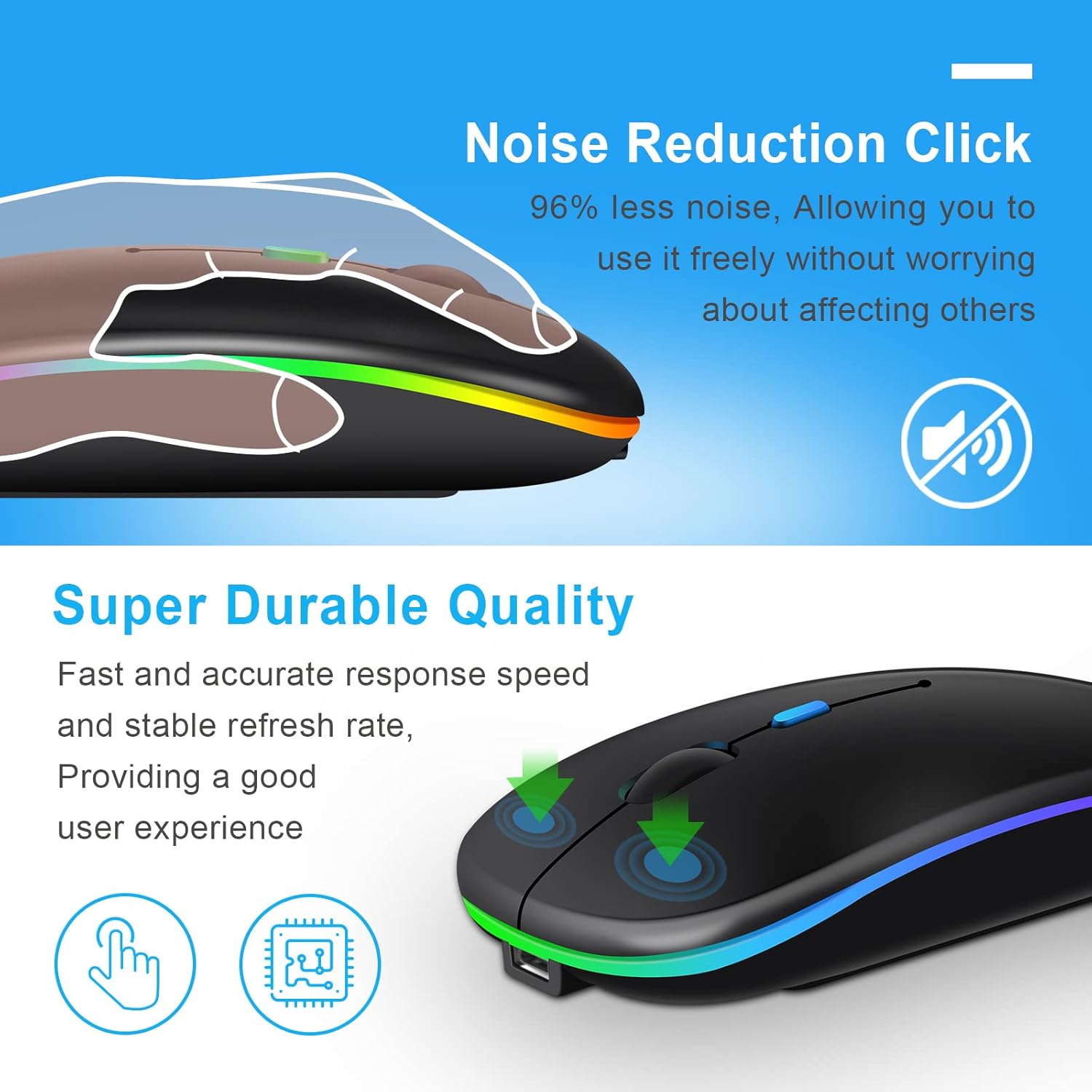Mouse optic wireless iNext 2.4G si Bluetooth dual-mode, cu iluminare ...