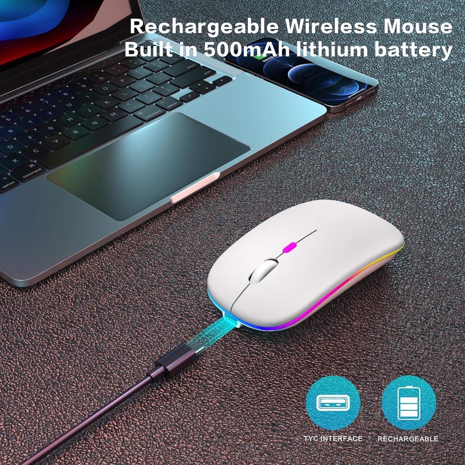 Mouse optic wireless iNext 2.4G si Bluetooth dual-mode, cu iluminare ...
