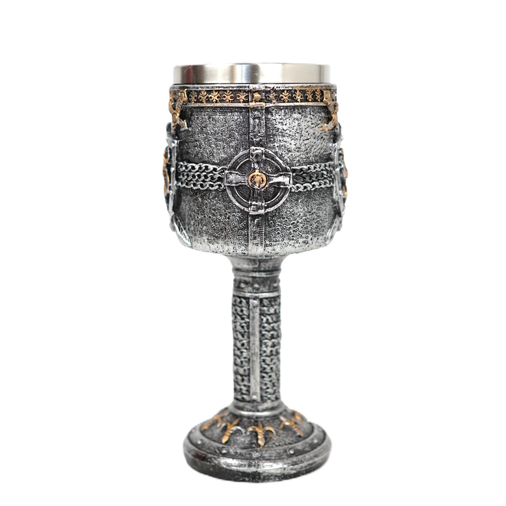 Pocal medieval Lion Shield, din Rasina si Inox, 200 ml - eMAG.ro