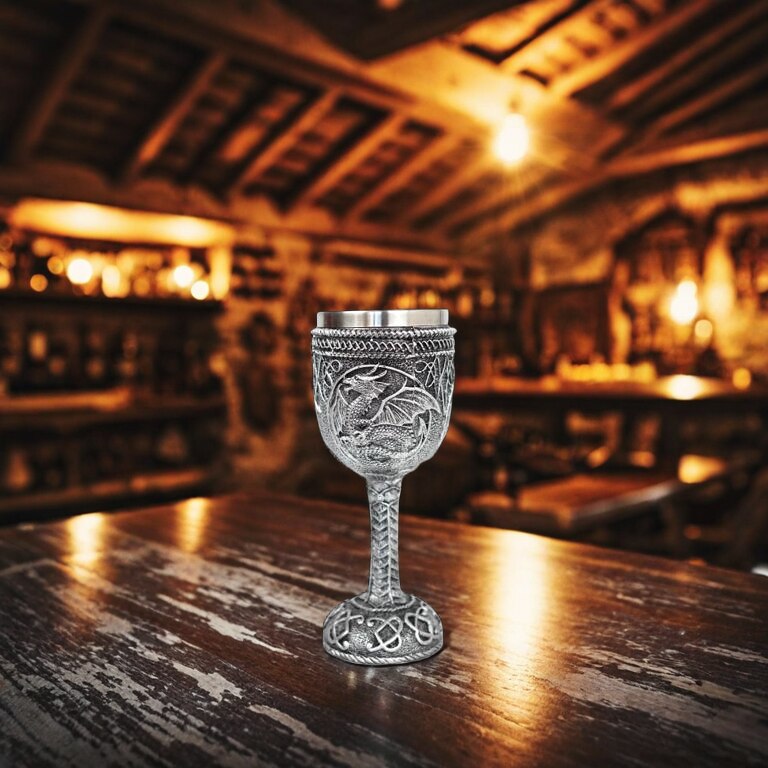 Pocal medieval Dragon, din Rasina si Inox, 200 ml - eMAG.ro