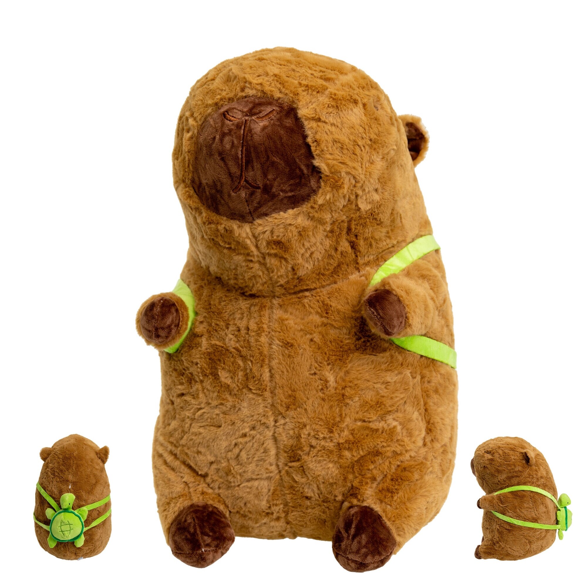 Jucarie de plus Capibara cu rucsac detasabil, 37cm, maro/verde - eMAG.ro