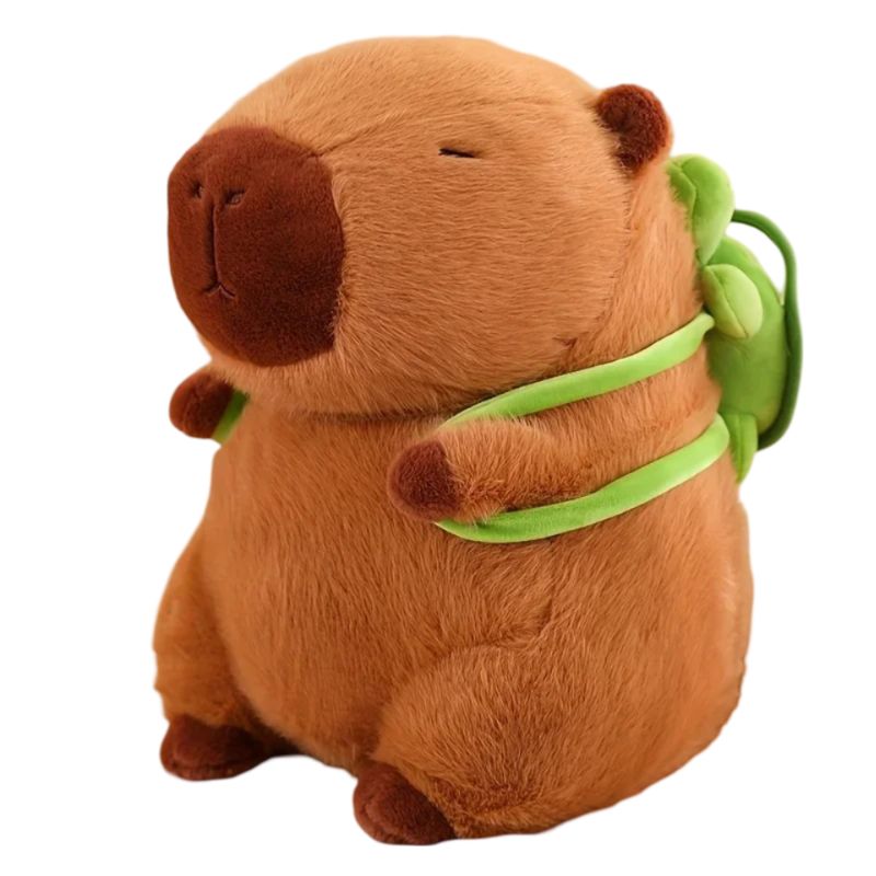 Jucarie de plus Capibara cu rucsac detasabil, 27cm, maro/verde - eMAG.ro