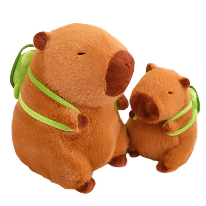 Jucarie de plus Capibara cu rucsac detasabil, 25cm, maro/verde - eMAG.ro