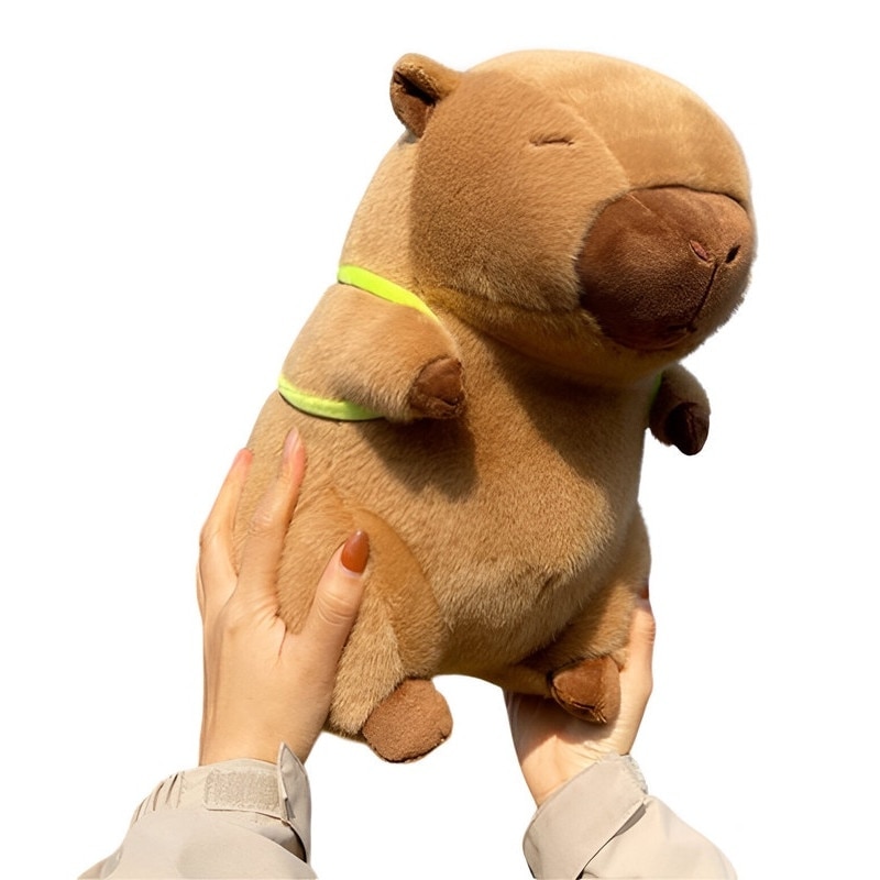 Jucarie de plus Capibara cu rucsac detasabil, 27cm, maro/verde - eMAG.ro