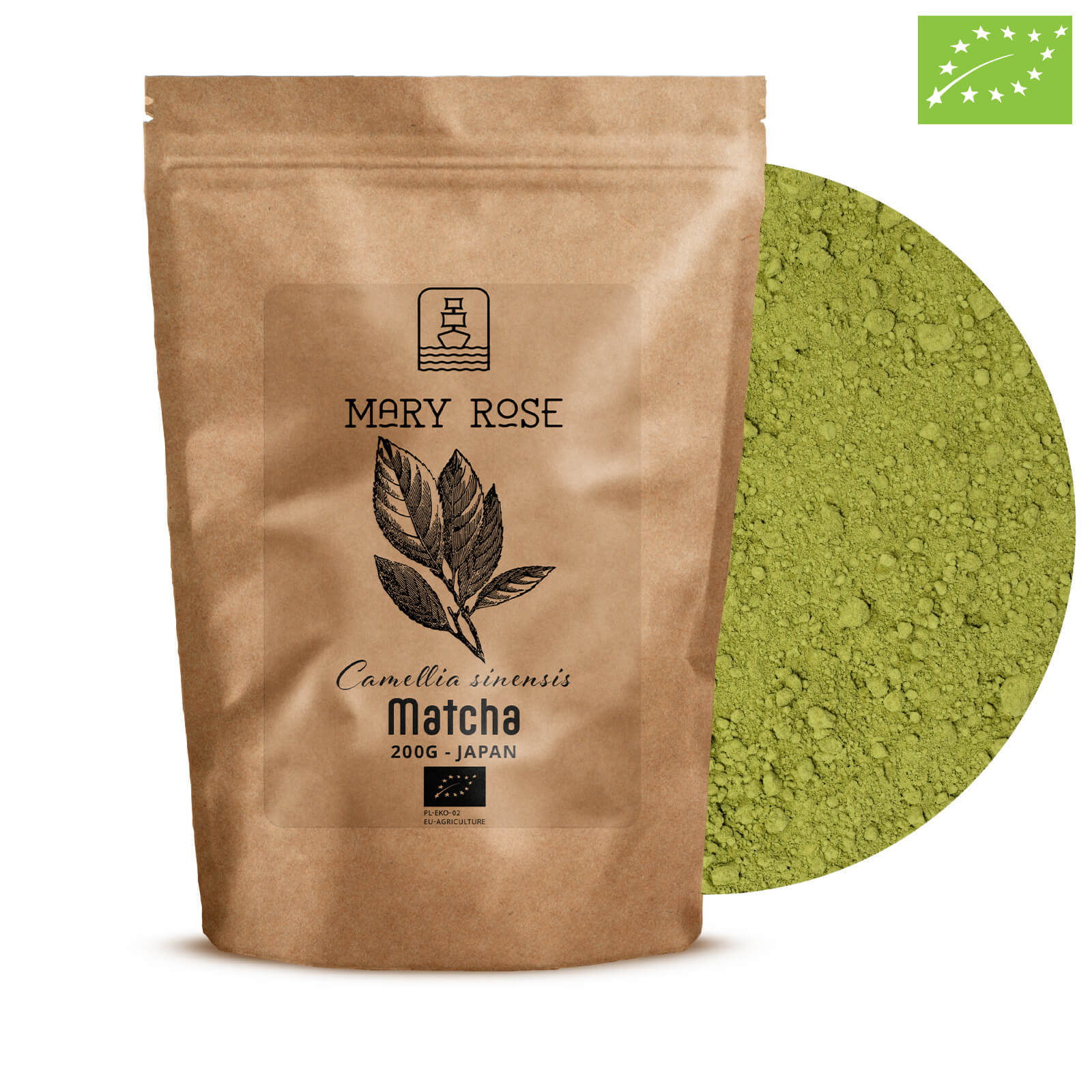 Ceai Matcha Pulbere, Bio Verde Mary Rose Japonez, Premium, 200 g - eMAG.ro