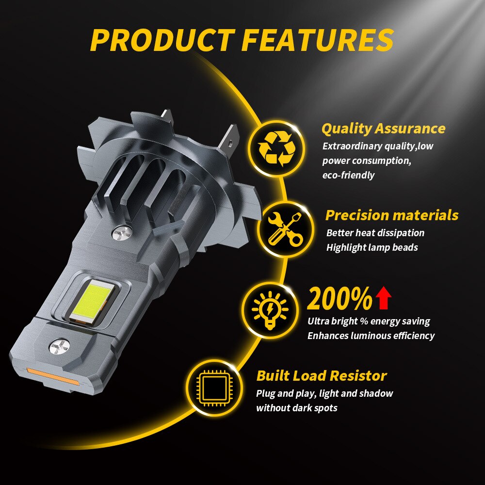 Set de 2 Becuri LED H7, 6000K, 8000 Lumeni, 3570 CSP CHIP, 9-24V ...