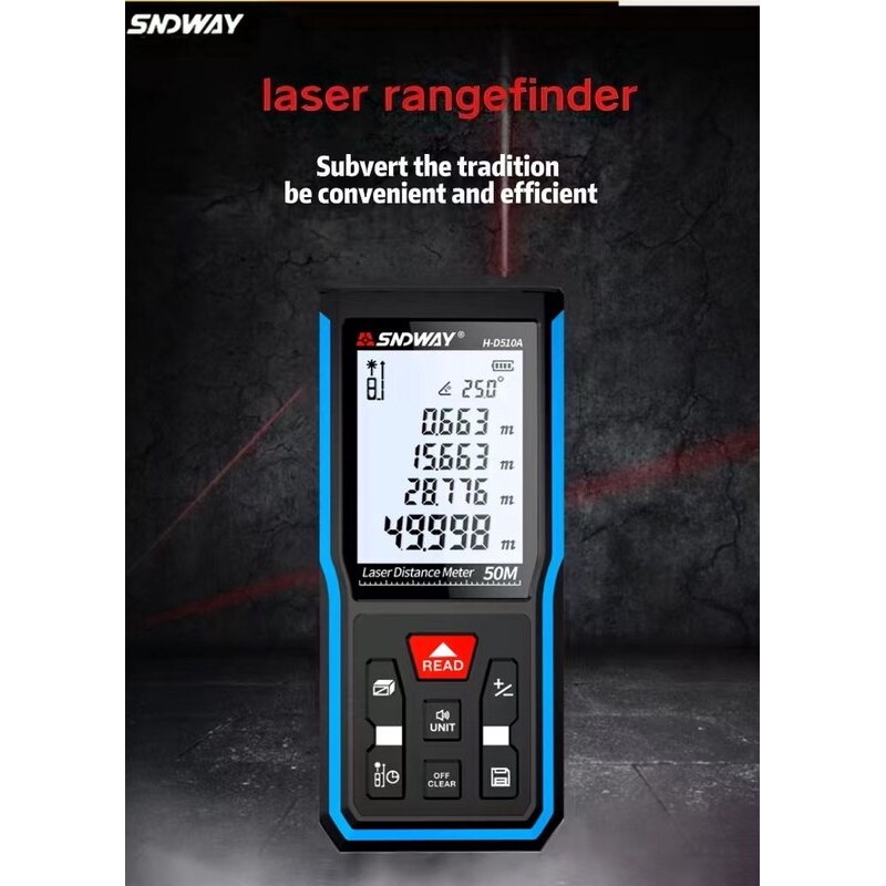 Telemetru laser 50m, SNDWAY H-D510, ecran LCD, protectie IP54, albastru ...