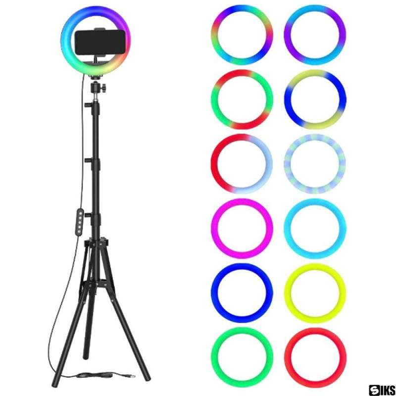 Lampa Circulara Led Ring Light SIKS Cu Lumina Alba Si RGB, Telecomanda ...