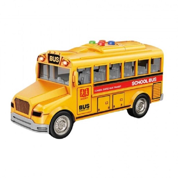 Autobuz scolar galben cu sunete si lumini, 1:20, jstoys - eMAG.ro