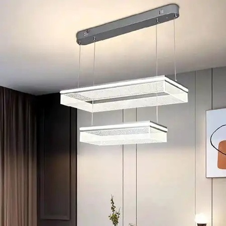 Lustra LED suspendata cu telecomanda, gri, patrata, 240W, 3 functii de ...