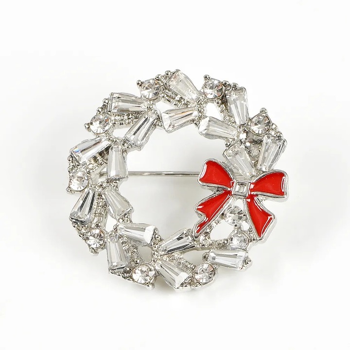 Brosa argintie martisor cu funda rosie, Meli Melo Paris - eMAG.ro