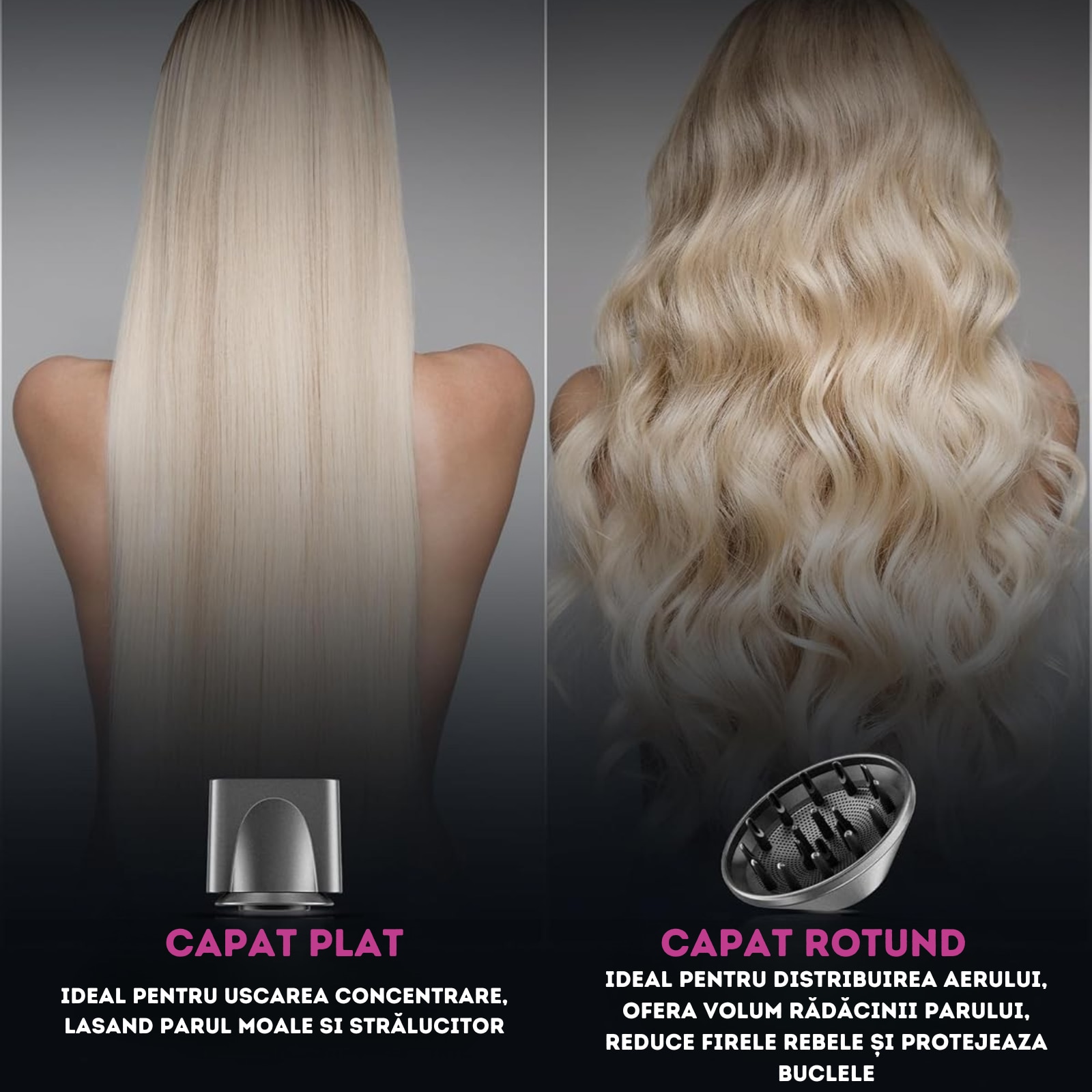 Uscator de Par Infiniteea™, Feon, 1600W, Ionizare, 4 Trepte de ...