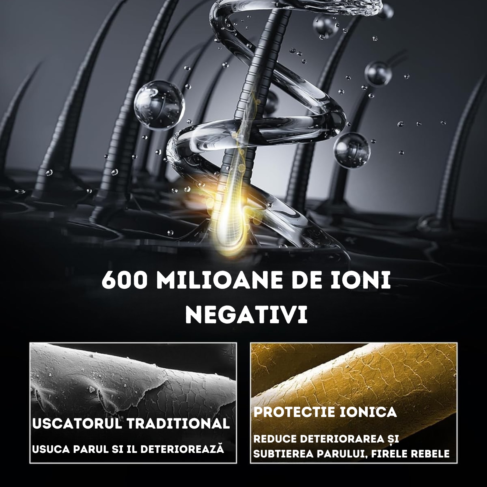 Uscator de Par Infiniteea™, Feon, 1600W, Ionizare, 4 Trepte de ...