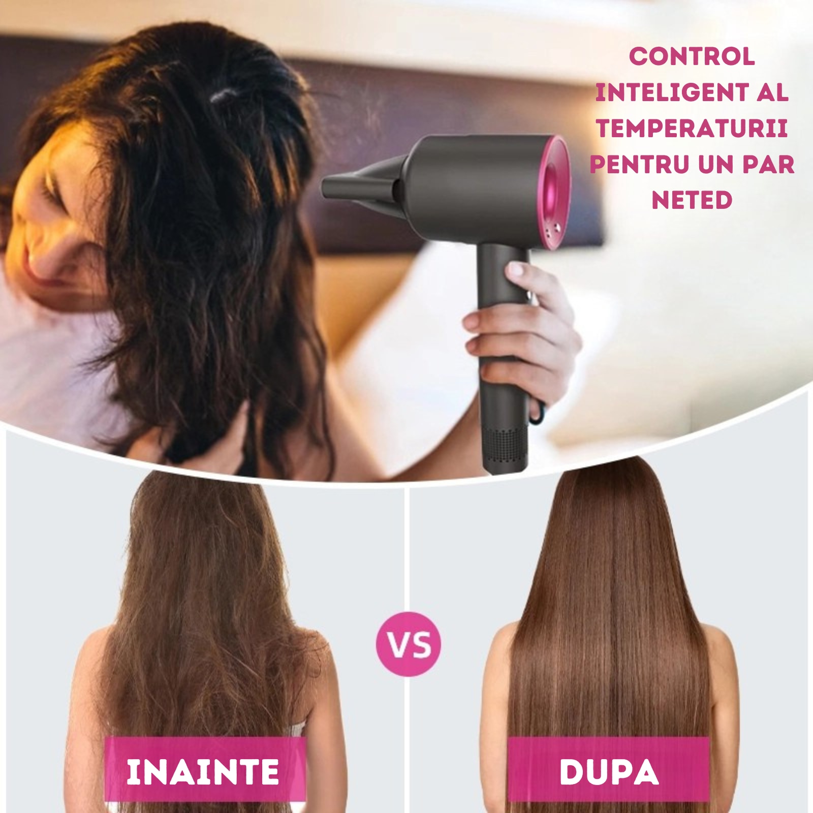 Uscator de Par Infiniteea™, Feon, 1600W, Ionizare, 4 Trepte de ...