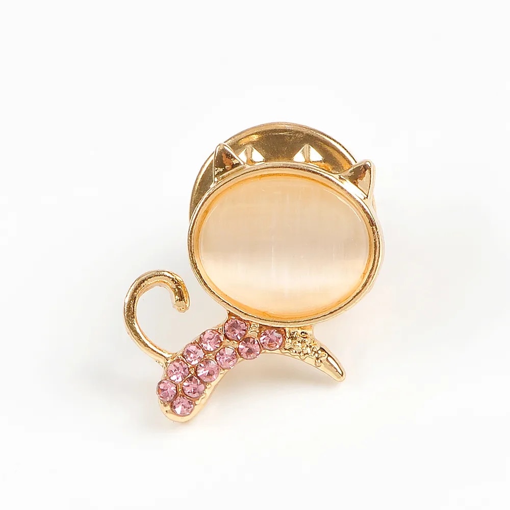 Brosa martisor pisica aurie cu pietre roz, Meli Melo Paris - eMAG.ro