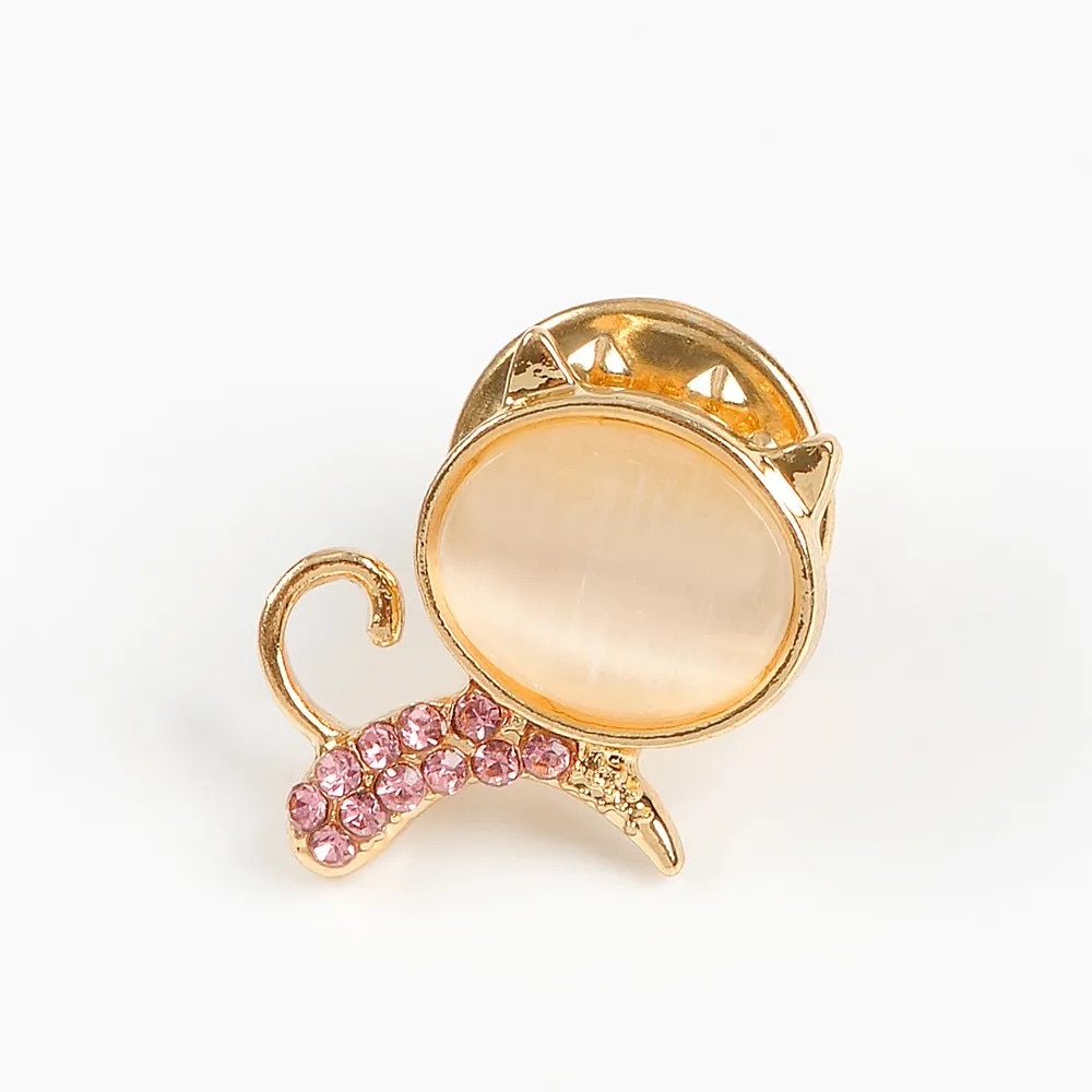 Brosa martisor pisica aurie cu pietre roz, Meli Melo Paris - eMAG.ro