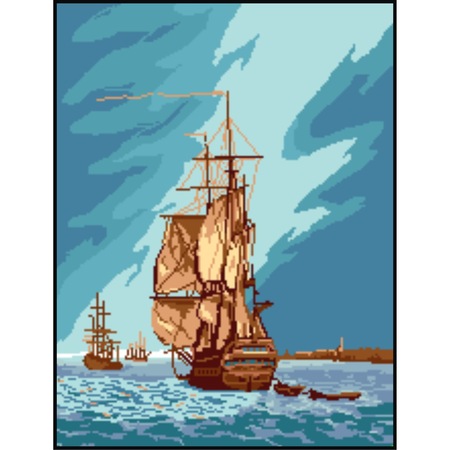 Corabii in amurg - kit goblen cu panza imprimata - eMAG.ro